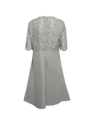 Valentino Garavani Wool Floral Lace Overlay Midi Dress