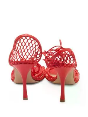 Bottega Veneta Mesh And Leather Stretch Ankle-wrap Pumps