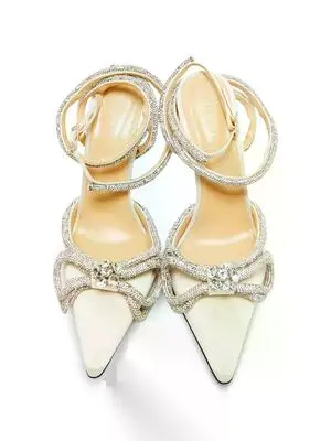 Mach & Mach Double Bow Crystal-embellished Stiletto Pumps - Neutrals