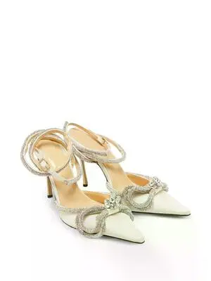 Mach & Mach Double Bow Crystal-embellished Stiletto Pumps - Neutrals