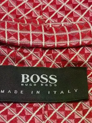 BOSS Geometric Jacquard Neck Tie - Red
