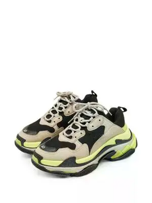 Balenciaga Triple S Mesh And Nubuck Leather Sneakers - Black