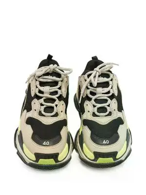 Balenciaga Triple S Mesh And Nubuck Leather Sneakers - Black