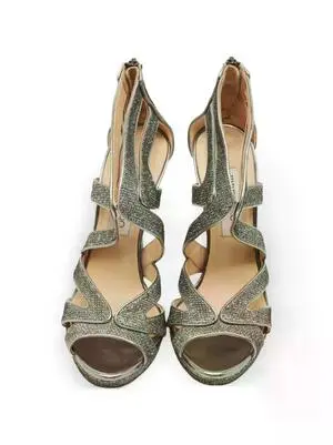 JIMMY CHOO Glitter Platform Sandals - Silver