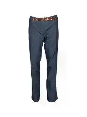 Roberto Cavalli Leopard-print Trim Trousers - Blue