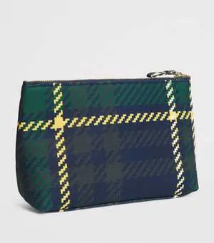 Harrods Small Tartan Logo Pouch - Navy