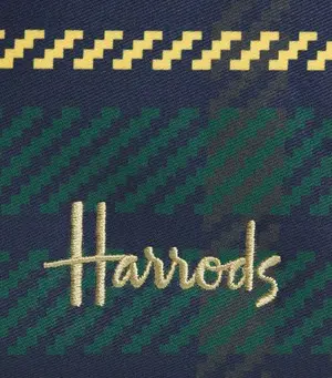 Harrods Small Tartan Logo Pouch - Navy