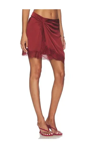 A.L.C. Satin Lace Trim Skirt - Red