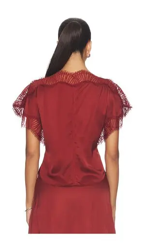 A.L.C. Luna Top With Lace Trim - Red