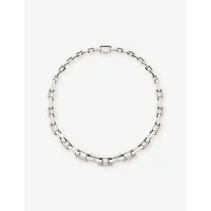 PHORIA Sterling And White Topaz Graduated Link Necklace - Silver