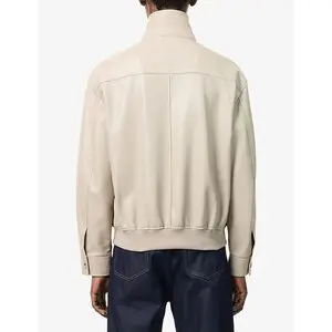 FRAME Collared Zip-up Leather Bomber Jacket