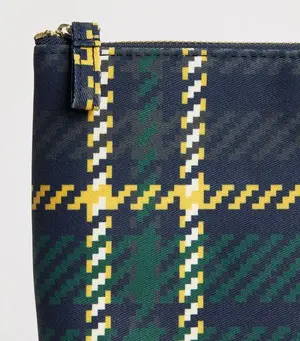 Harrods Medium Tartan Logo Pouch - Navy