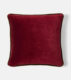 LES-OTTOMANS Embroide Cotton Velvet Cushion