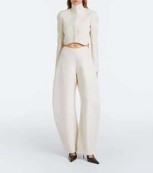 Alaïa Wool Crepe Barrel-leg Trousers - White