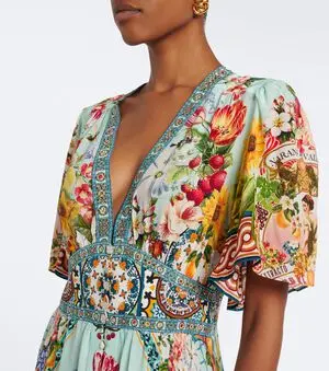 Camilla Embellished Floral Silk Maxi Dress - Multicoloured