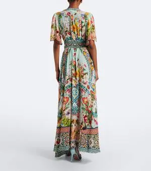 Camilla Embellished Floral Silk Maxi Dress - Multicoloured