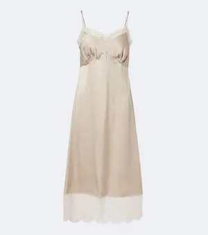 Simone Rocha Satin Slip Dress With Lace Trim - Beige