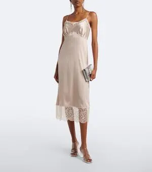 Simone Rocha Satin Slip Dress With Lace Trim - Beige