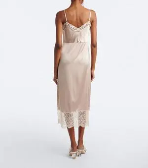 Simone Rocha Satin Slip Dress With Lace Trim - Beige