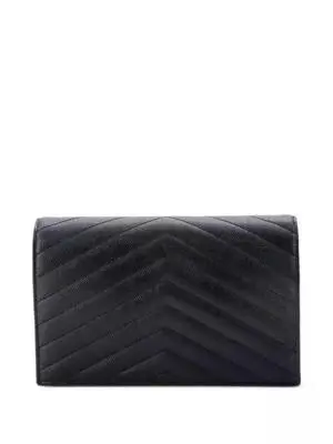 Saint Laurent Matelasse Chevron Leather Wallet On Chain