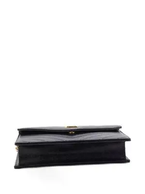 Saint Laurent Matelasse Chevron Leather Wallet On Chain
