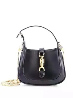 Gucci Jackie 1961 Chain Leather Super Mini Hobo Bag - Black