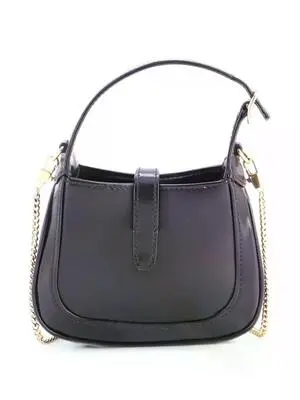 Gucci Jackie 1961 Chain Leather Super Mini Hobo Bag - Black