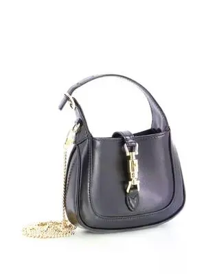 Gucci Jackie 1961 Chain Leather Super Mini Hobo Bag - Black