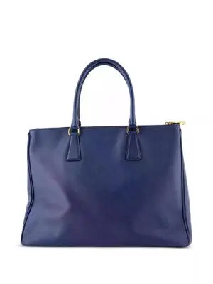 Prada Lux Saffiano Leather Double Zip Large Tote Bag - Blue