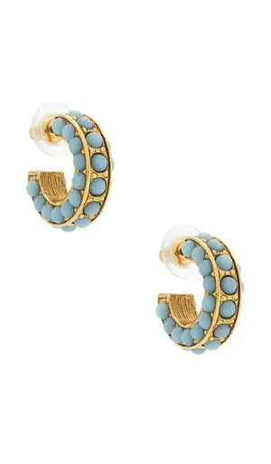 ELIZABETH COLE Aira Hoop Earrings With Beading - Blue