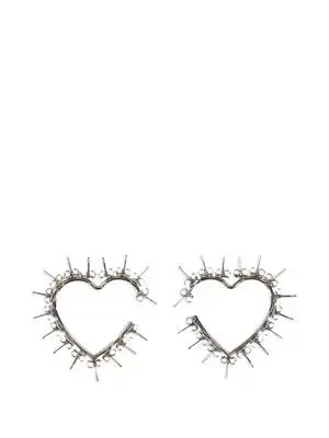 D'HEYGERE Tone Heart-shaped Stud Earrings - Silver