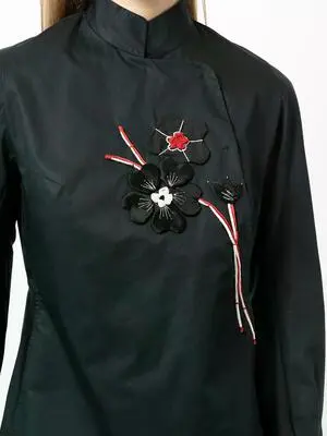 Shiatzy Chen Cotton Appliqué Mandarin Collar Top