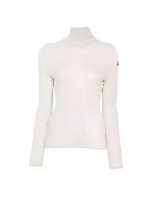 Moncler Dolcevita Button-detail Ribbed-knit Sweater - Neutrals
