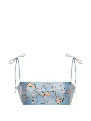 Agua Bendita Primavera Navegante Floral-print Bikini Top - Blue
