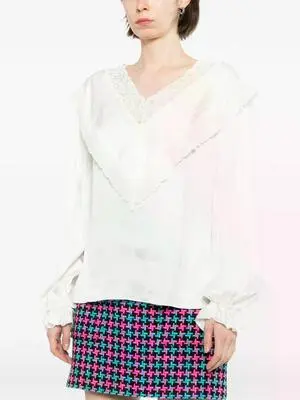 SELF-PORTRAIT Lace-trimmed Ruffled Blouse - Black