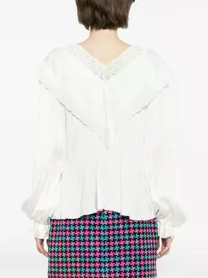 SELF-PORTRAIT Lace-trimmed Ruffled Blouse - Black