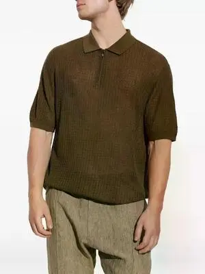 Emporio Armani Weave-knit Zip-neck Polo Shirt