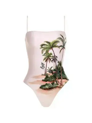 Agua Bendita Durazno" Arena Landscape-print Swimsuit - White