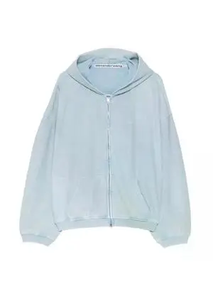 Alexander Wang Crystal-embellished Zip-up Hoodie - Blue