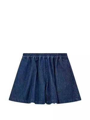 Emporio Armani Pinstriped Elasticated Denim Shorts - Blue