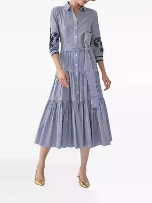 Carolina Herrera Striped Midi Dress With Embroidered Detailing