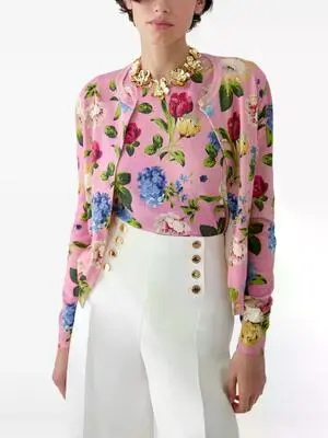 Carolina Herrera Floral Print Sleeveless Knit Top