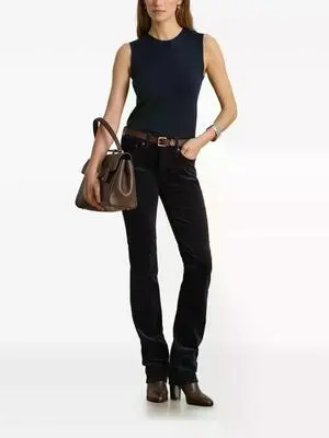 Ralph Lauren Sleeveless Ribbed-trim V-neck Top - Blue