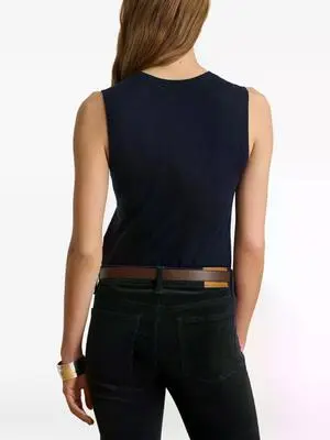 Ralph Lauren Sleeveless Ribbed-trim V-neck Top - Blue
