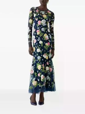 Carolina Herrera Floral Embroidered Maxi Dress