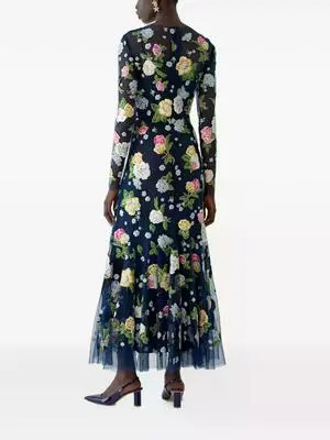 Carolina Herrera Floral Embroidered Maxi Dress
