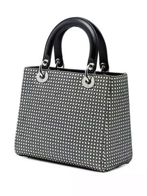 Dior Medium Calfskin Mesh Microcannage Patches Lady Satchel
