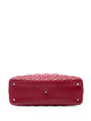 Dior Large Lambskin Cannage Lady Satchel - Red