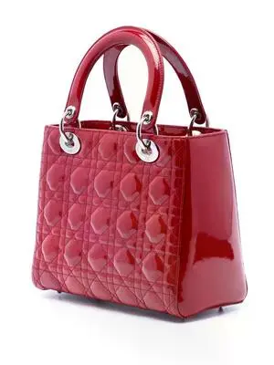 Dior Patent Cannage Lady Satchel - Red