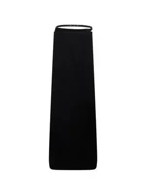 Dsquared2 Long Wool Wrap Skirt With Leather Straps